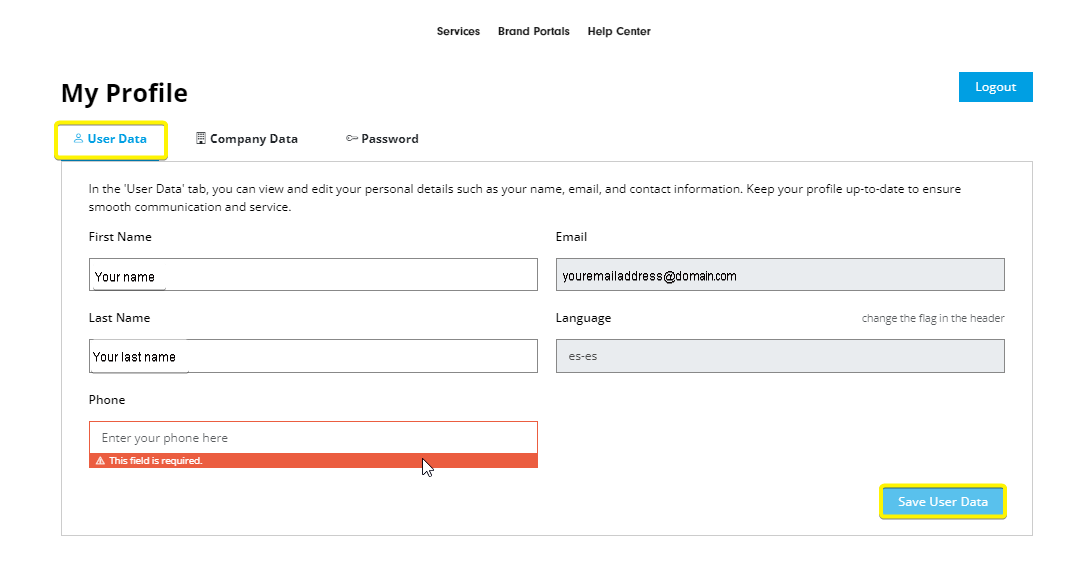 How to manage your account information in the Portals hub?