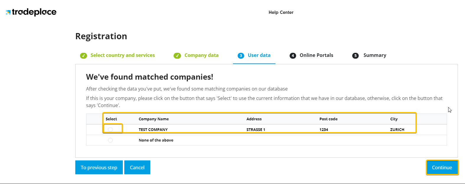 Registration Process for the Portals Hub