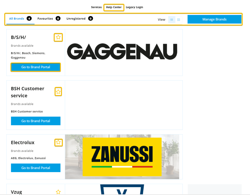 How manage your connections and request new brands in the Portals hub?