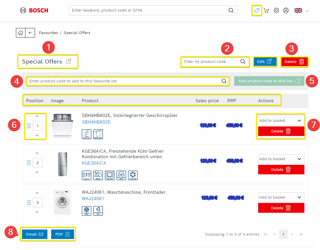 How to manage your Favourites in the Digital Sales Assistant?