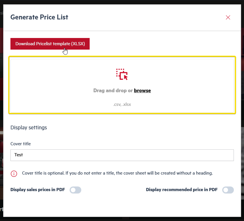 How to generate a Price list in the Digital Sales Assistant?
